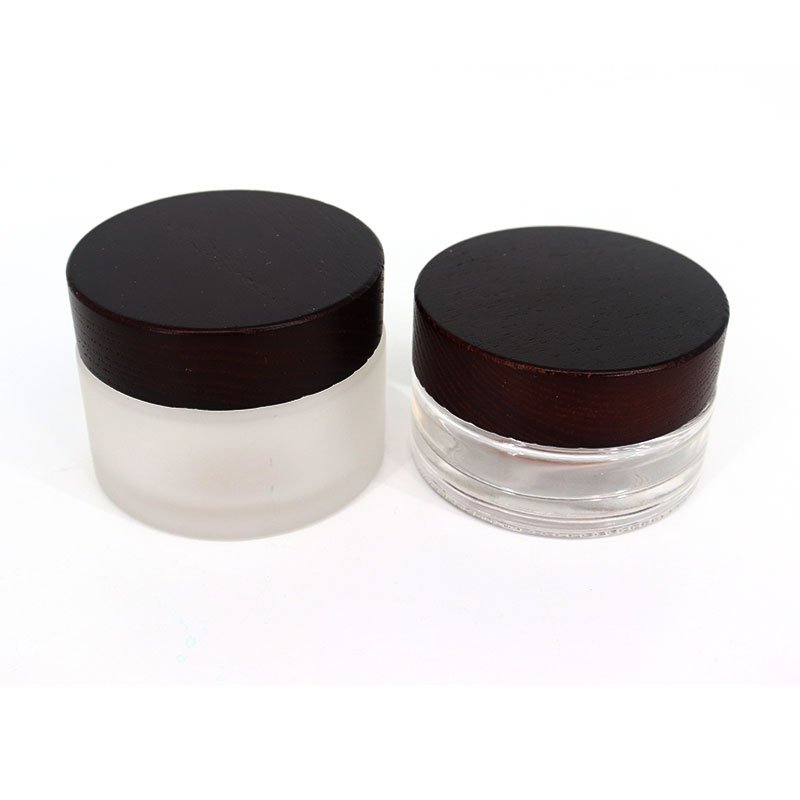 Bamboo Glass Jars with Liners Cream Cosmetic Container