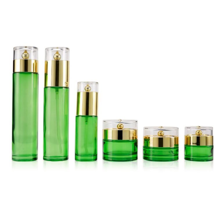Wholesale Green Glass Cosmetic Packaging Sets Bottles & Jars