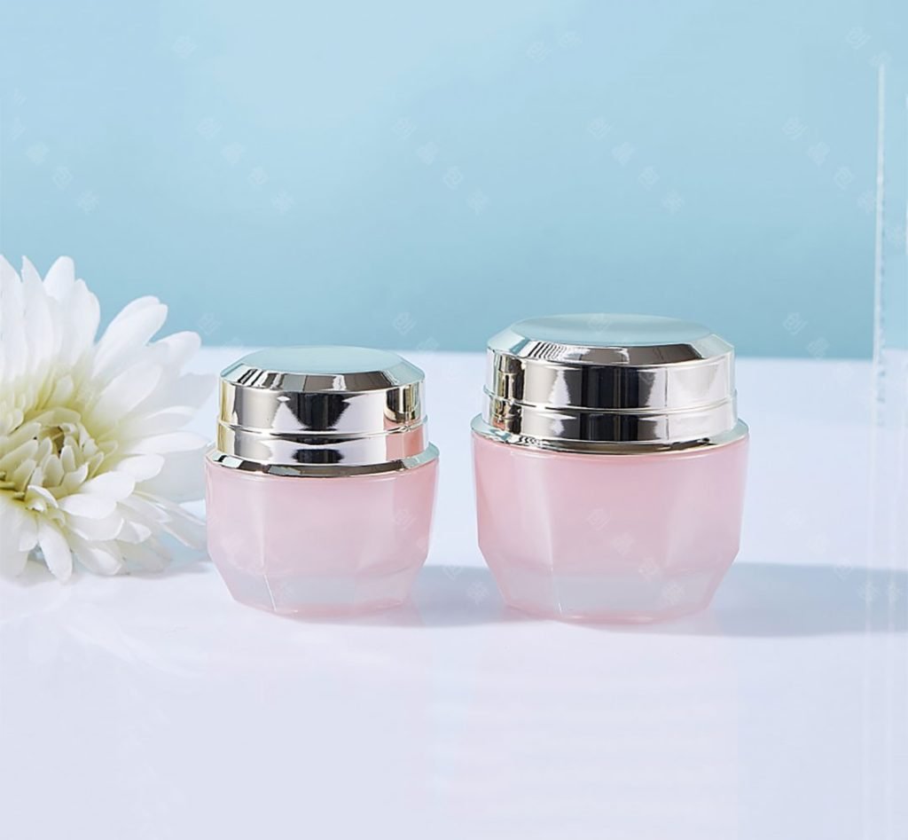 Luxury Pink Cosmetic Glass Bottle and Jar Skincare Packaging Set