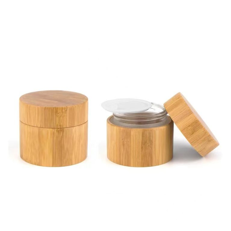 Bamboo Glass Jars with Liners Cream Cosmetic Container