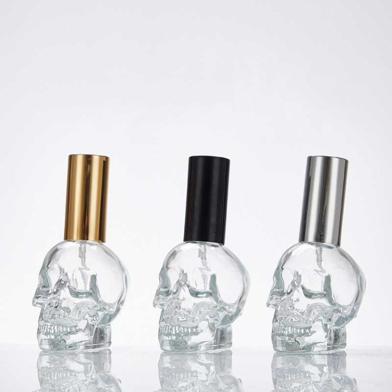 Clear Glass Skull Perfume Bottle Fine Mist Spray Cologne Bottle