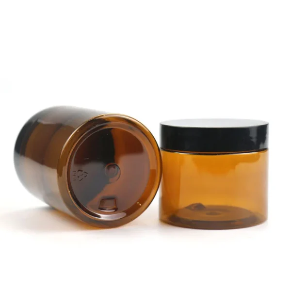 Amber Empty Cosmetic Containers 250ml Plastic Jars with Lids