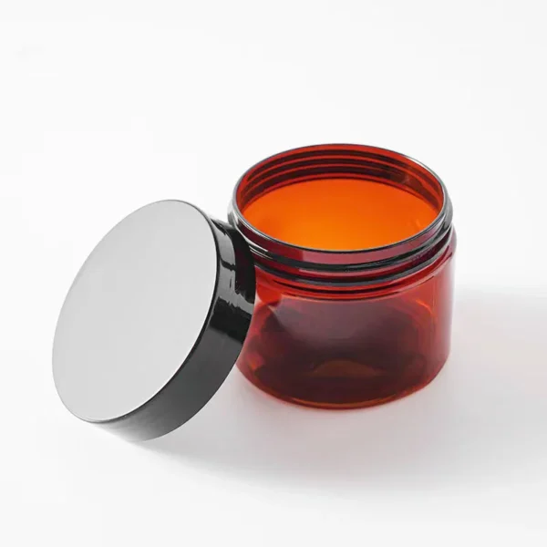 Amber Empty Cosmetic Containers 250ml Plastic Jars with Lids